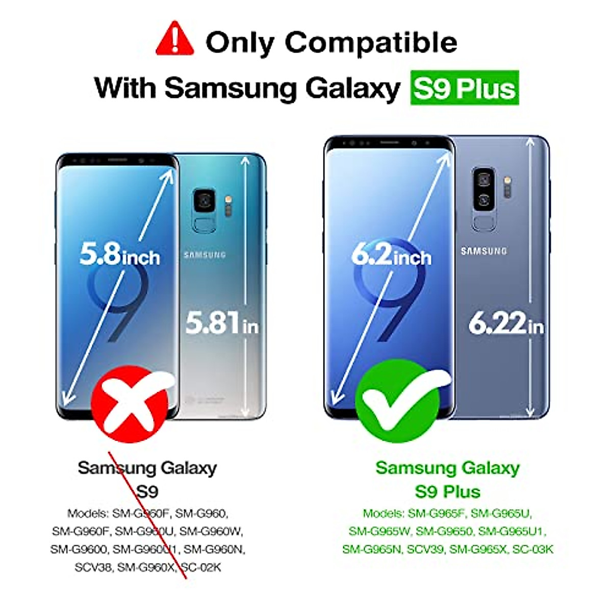 Rayboen for Samsung Galaxy S9 Plus Case (Not for S9 5.8in), Crystal Clear Shockproof Non-Slip Anti-Yellowing Protective Phone Case, Hard PC Back & Soft TPU Frame Slim Cover for Galaxy S9+ Plus