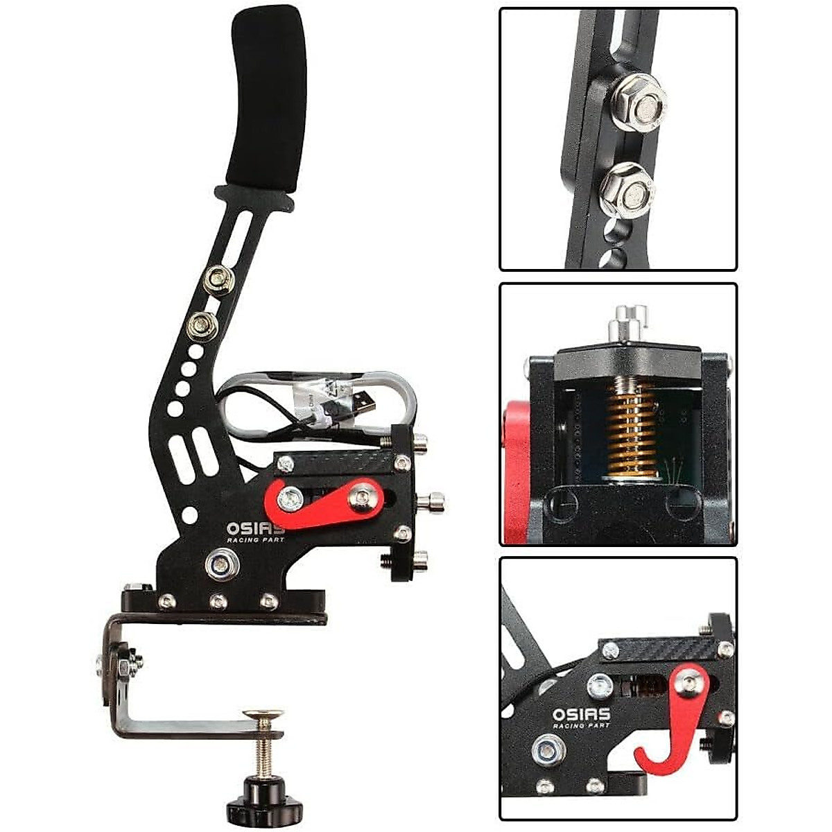 OSIAS 64Bit PC USB Handbrake?Sim Handbrake With Clamp for Racing Games Logitech T500 G25/G27/G29 T500 T300 FANATECOSW Dirt Rally ?DiRT Rally 2/4,LFS