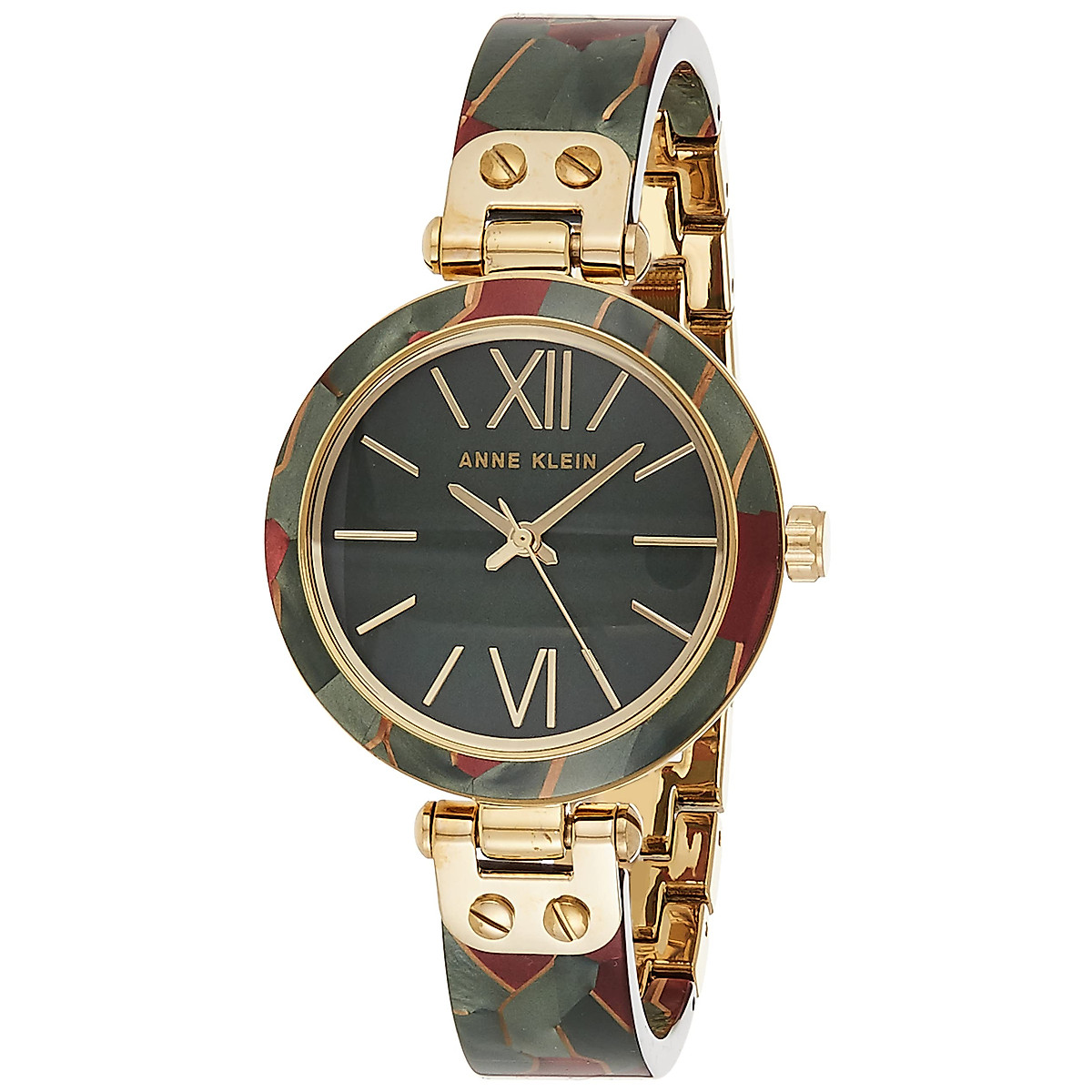 Anne Klein Women's Resin Bangle WatchGreen/Gold