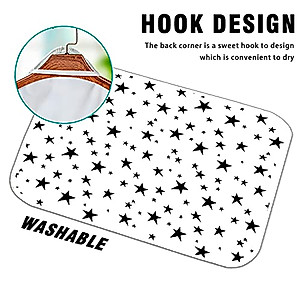 Baby Diaper Changing Pad，31.5'' X 43.3''Washable Reusable Breathable Leak Proof Infant Portable Travel Nappy Multi Function Washable Mat for Home and Outdoor (White Star)