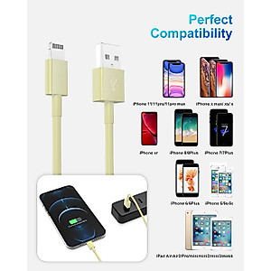 4 Pack [Apple MFi Certified] Apple Charging Cables 6ft, iPhone Chargers Lightning Cable 6 Foot, Fast iPhone Charging Cord for iPhone 14/14Pro/13/13Pro/12/11/11Pro/11Max/ X/XS/XR/XS Max/8, ipad(Yellow)