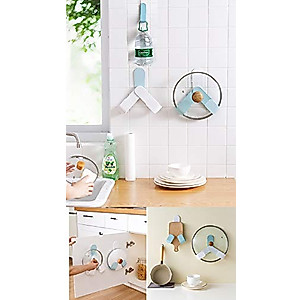 Self Adhesive Pot Lid Holder, 2 Pack Folding Wall Door Mounted Pot Lid Rack, Pots and Pans Organizer for Cabinets, Adjustable Hanging Pan Cover Cutting Board Storage Kitchen Utensil Tool Set