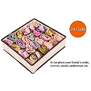 Bofoho Underwear Organizer, 4 PCs Foldable Closet Dresser Drawer Organizer for Clothes, Lingerie, Bra, Panty, Sock, Tie and Belt Storage (Beige)