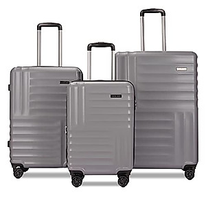 GinzaTravel Luggage Sets 3-Piece Expandable Suitcases with 4 Wheels PC+ABS Durable Hardside Luggage sets TSA lock(Gray, 3-Piece Set(20"/24"/28"))