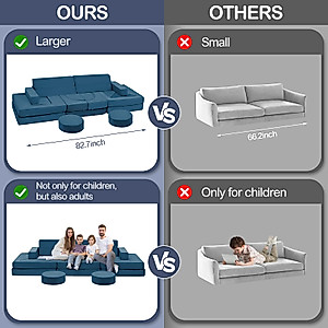 Edbuosy 22Pcs Modular Kids Play Couch - Kids Couch for Playroom Bedroom Living Rooms 500+DIY Creativing Couch for Inspiring Child Versatile, Large Modular Couch Children Convertible Sofa Foam Couch