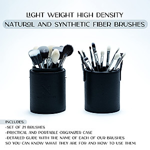 21 piece makeup brush set pro edition by nadia isabel - professional brush set for makeup application, natural and synthetic bristles, brush set with case, hard case, travel makeup case
