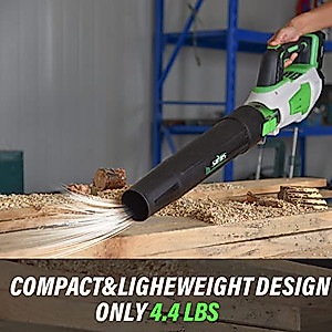 Leaf Blower Cordless Battery and Charger SOYUS 20V Blowers for Lawn Care 350CFM Leaf Blower Battery Operated for Leaf Blowing Debris Dust Cleaning Snow Blower 2PCS 2.0Ah Batteries Included