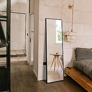 YSSOA Full Length Mirror 65" x22, Floor Mirror, Standing Mirror, Leaning Mirror, Full Body Mirror, Large Mirror, Bedroom Mirror with Aluminum Frame, Black