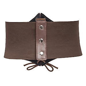 GRACE KARIN Coffee High Waist Belts Stretchy Lace-up Corset Elastic Cinch Waist Belt for Women (2XL,Coffee)