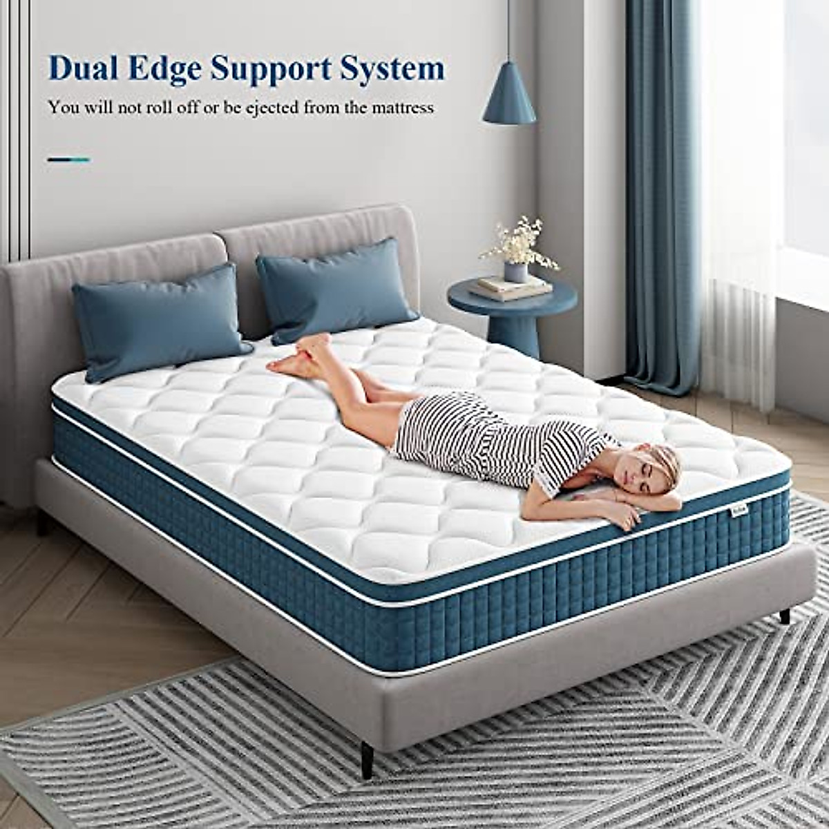 Koorlian California King Mattress-12 Inch Hybrid Innerspring Mattress in a Box,Breathable Memory Foam and Pocket Spring Mattress for Comfort Sleep, Motion Isolation, Mattress-Cal King,CertiPUR-US