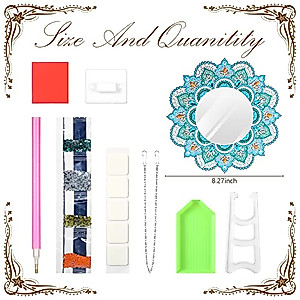 DIY Diamond Painting Mirror Mandala Crystal Diamond Painting Kit Plate Shaped 5D Diamond Art Makeup Mirror for Adults Kids Beginners Christmas Birthday Gifts Art Crafts Home Wall Table Decor (Bright)