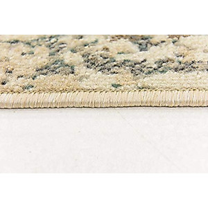 Unique Loom Tuareg Collection Vintage Distressed Traditional Center Medallion Area Rug, 8 x 10 ft, Cream/Slate Blue