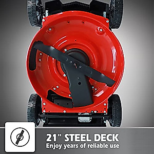 PowerSmart 21 in. 144cc 2-in-1 Walk-Behind Gas Lawn Mower, Mulching Push Lawn Mower, Red (DB8621CRX)