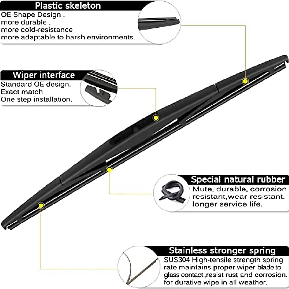 AUTOBOO Replacement for Honda Pilot Rear and Front Windshield Wiper Blade 2016-2020 2021 2022 ,3 Pieces 26"+24"+14 inch…