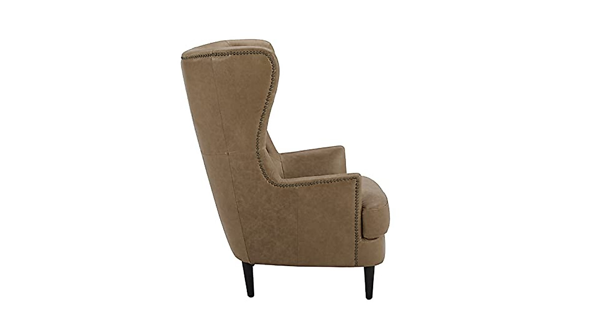 Stylish Cognac Wingback Leather Accent Chair