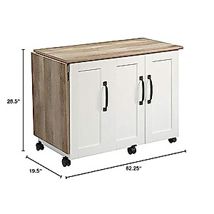 Pemberly Row Contemporary Engineered Wood Sewing Craft Table in Soft White