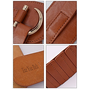 TeeYee Brown Leather Belts Elastic Renaissance Waist Stretch Retro Halloween Belt Vintage Fashion Medieval Fashion Hook Belt Large