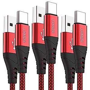 JXMOX USB C Cable 3A Fast Charging, (3-Pack 3ft) USB A to USB Type C Charger Braided Cord Compatible with Samsung Galaxy S20 Ultra S10E S9+ S8 Plus,Note 10 9 8,A32 A12 A10e A11 A20 A21 A51 A71 (Red)