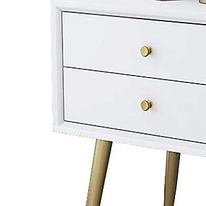 SJYDQ Nordic Solid Wood Bedside Table with Double Drawer Design Bedside Table, Coffee Table Bedroom Mini Bedside Table, White