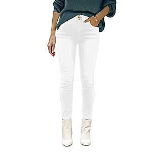 luvamia Women's Fleece Lined Jeans Winter Thermal Denim Jeggings Skinny High Waisted Stretch Warm Leggings Womens White Jeans Brilliant White Size Medium Size 8 Size 10