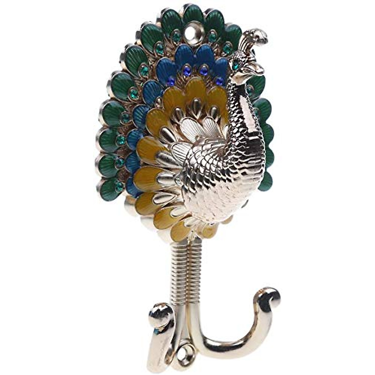 2pcs Peacock Metal Double Hanger Hook Double Head Wall-Mounted Coat Towel Hanger Hook - Gold