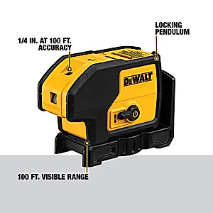 DEWALT Line Laser, Self-Leveling, 3-Beam , Red (DW083K) , Yellow