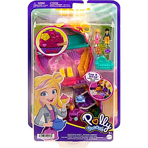 Polly Pocket Compact Playset, Something Sweet Cupcake with 2 Micro Dolls & Accessories, Travel Toys with Surprises
