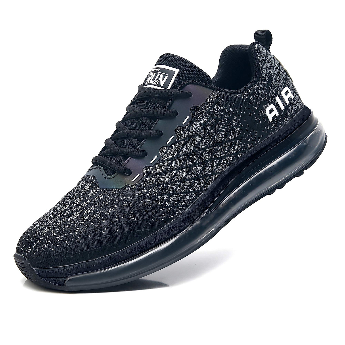 Azooken Mens Tennis Footwear Shoes Walking Casual Breathable Jogging Outdoor Sports Fitness Road Lightweight Trail Running Sneakers(8998 Black 45)