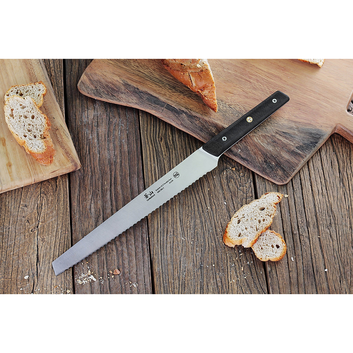 Cangshan TG Series 62199 Swedish 12C27 Steel Bread Knife, 10.25-Inch, G10 Handle
