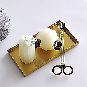 FREELOVE Sanding Gold Decorative Tray with Lettering, Perfume Organizer Jewelry Holder Makeup Plate Centerpieces for Vanity Dresser Coffee Table Nightstand Counter Bathroom Sink Desk Decor (4''X8'')