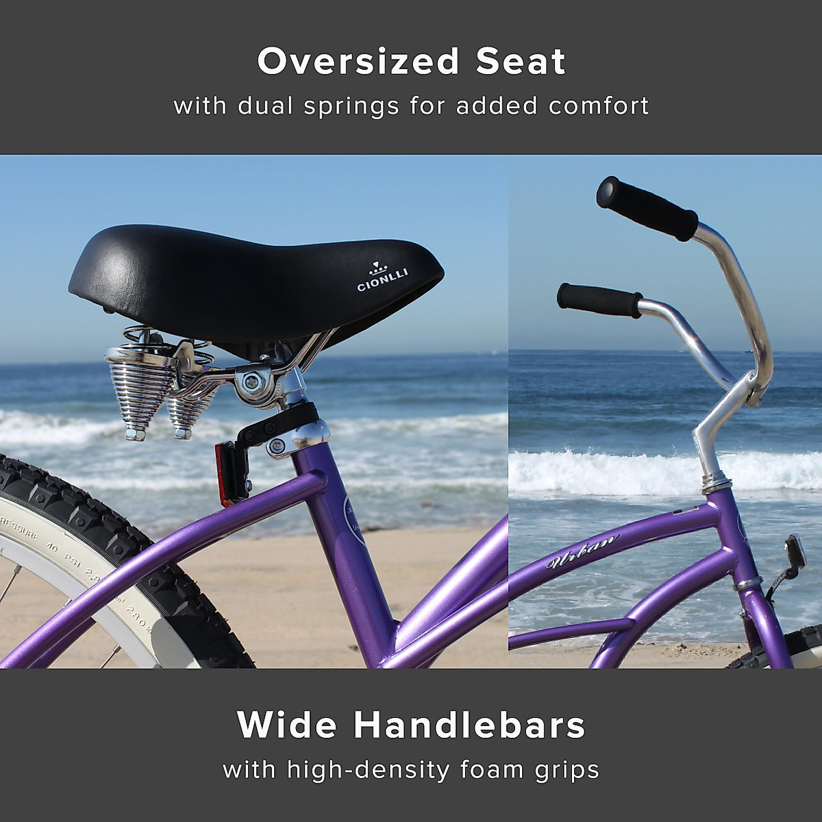 Firmstrong Urban Lady Single Speed - Women's 26" Beach Cruiser Bike (Purple)