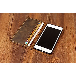 Personalized leather iPhone 11 Pro Max wallet Case/Vintage distressed genuine leather iPhone X XR XS Max Wallet case - IP005WS
