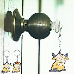 XLENGO 72 Pack Highland Cow Party Return Favors with 24 Highland Cow Keychains, 24 Thank You Tags and 24 Gift Bags for Baby Shower Birthday, Carnival Rewards, Cow Party Favors