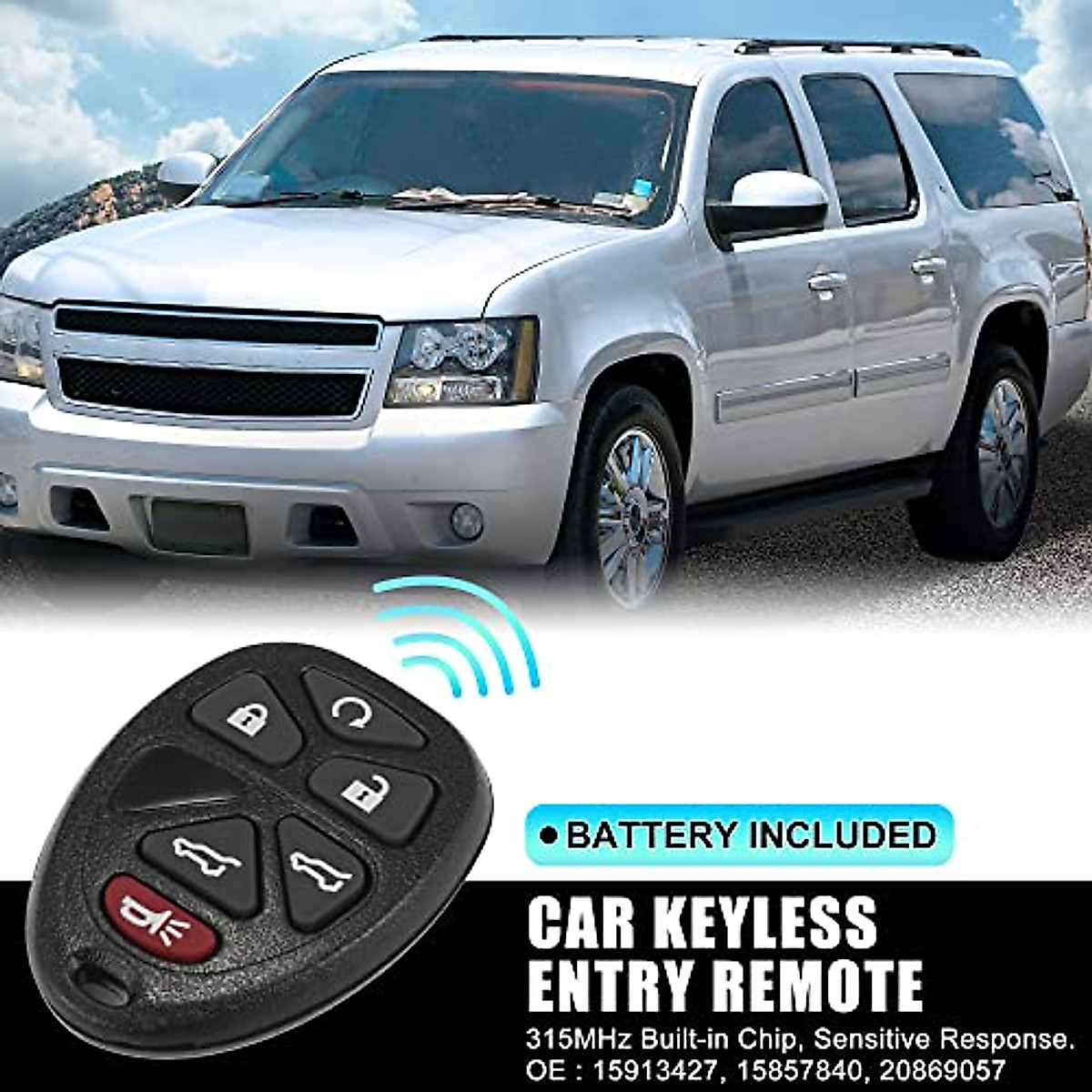 X AUTOHAUX 2pcs 315MHz OUC60270 15913427 Replacement Keyless Entry Remote Car Key Fob for Chevrolet Suburban for Chevy Tahoe for GMC Yukon for for Cadillac Escalade 2007-2013 6 Buttons