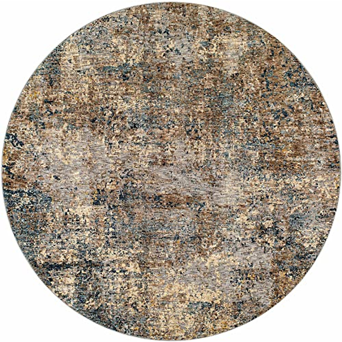 Hauteloom Gorokan Contemporary Abstract Living Room Bedroom Dining Room Area Rug - Modern Distressed Bohemian Carpet - Brown, Cream, Beige, Brown, Gray - 7'10" Round
