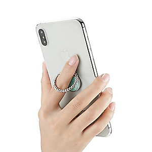 LAX Gadgets  Cell Phone Ring Holder - Finger Ring for Phone Case Easy Back Grip, Stand, Holder for All Smartphones Including iPhone & Android Phone - Laurel Turquoise