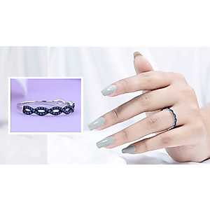 Dazzlingrock Collection 0.20 Carat (Cttw) 10K Round Blue Diamond Women Swirl Anniversary Stackable Ring 1/5 CT, White Gold, Size 8