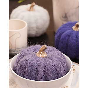 DN DECONATION Thanksgiving Resin Pumpkin Figurines with Wheat Design, 4Pcs Small Fall Pumpkin Statue, Fake Pumpkin Table Centerpiece for Harvest Fall Gift