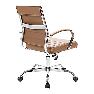 LeisureMod Benmar Modern Mid-Back Adjustable Swivel Leather Office Chair (Brown)