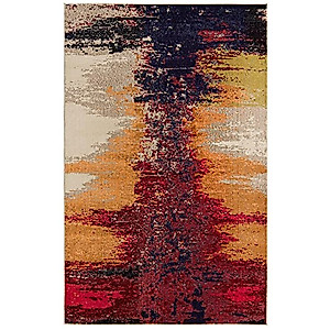 Unique Loom Estrella Collection Abstract, Rustic, Modern, Gradient, Distressed Area Rug, 5' 1" x 8' 0", Pink/Navy Blue