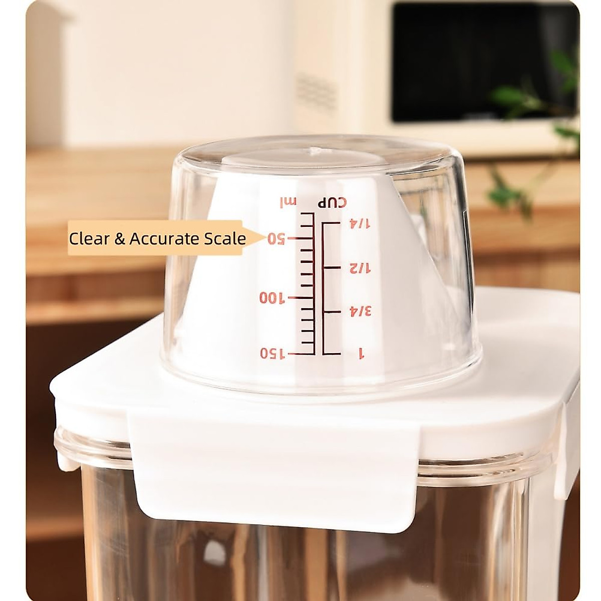 Komost Airtight Food Storage Canisters with Measuring Cup - Ideal for Cereal, Flour & Sugar | Kitchen Pantry Organization Containers, Dry Food Storage (2800ml)