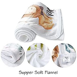 Yoothy Safari Baby Monthly Milestone Blanket for Boy and Girl, Gift for Baby Shower, Baby Photo Blanket for Pictures, Wreath &12 Stickers Included, Soft Flannel Blanket, Elephant, Lion 40''x 40''