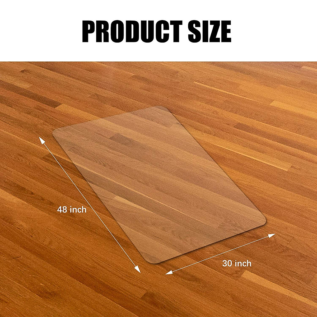 Kuyal Clear Chair Mat, Hard Floor Use, 48" x 30" Transparent Office Home Floor Protector mat Chairmats (30" X 48" Rectangle)