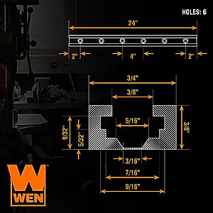 WEN 24-Inch Universal T-Track and Hold Down Clamps Kit for Woodworking (WAT241)