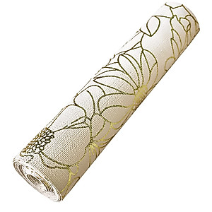 HYANG White Hot Stamping Flower PU Faux Leather Roll 12" x 53" Very Suitable for Making Crafts, Leather Earrings, Holiday Decor, Different DIY Projects, Handbags