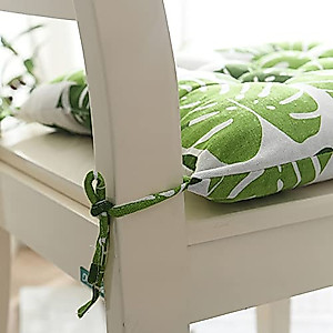Outdoor Chair Cushions Patio Chair Pads Bistro Seat Cushions with Ties Tropical Palm Leaves Pattern Dining Chair Seat Pads for Indoor Garden Patio Home Office Sofa Living Room Decorations 16 Inch