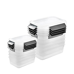 YORY 3/9 cup Plastic Food Storage Containers with Lids Nestable Freezer Dishwasher Safe Rectangle Meal Prep Container Set,10-Pack