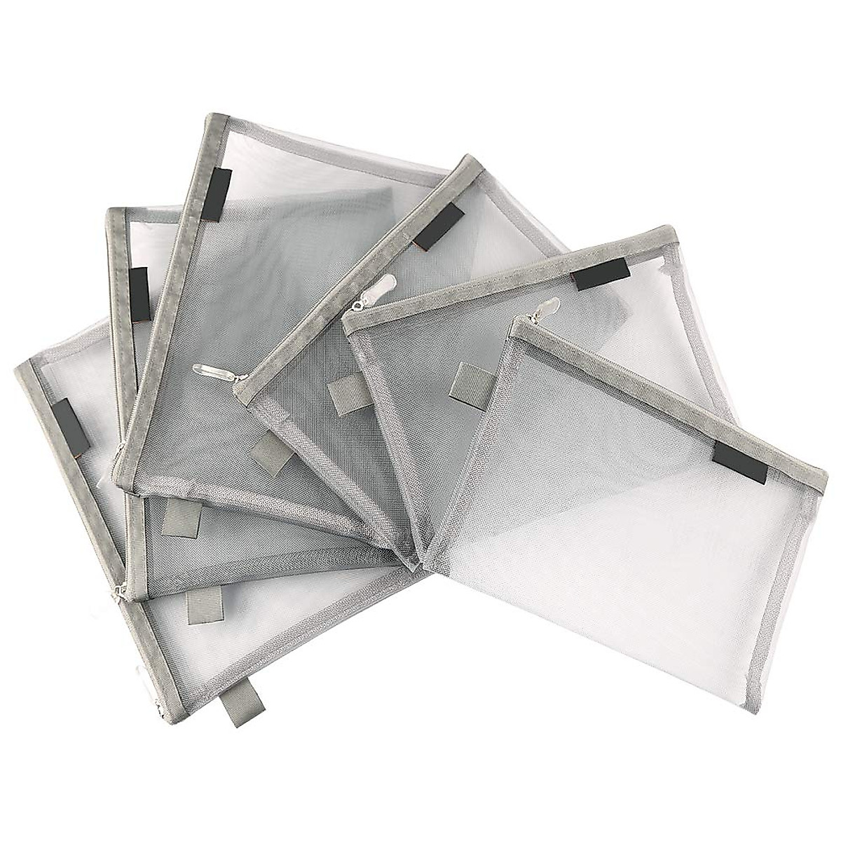 Topfinder Clear Cosmetic Bags Zip Makeup Mesh Bags Pencil Case Pouch Travel Toiletry Kit Set Storage Case ((6A+5A)*3 Grey)