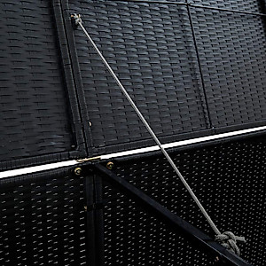 vidaXL Double Wheelie Bin Shed with Lid and Lockable Doors, Outdoor Garbage Bin Storage Shed, Weather-Resistant Sturdy Construction, Poly Rattan 31.5"x58.3"x43.7" Black