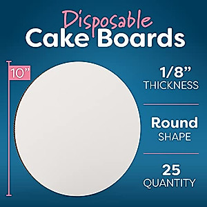 White Cake Boards Round | 25 Pack – 10 Inch | Cardboard Cake Rounds Circles | Disposable Cake Platter Board Base Tray | Cake Decorating Supplies | Cake Plate Accessories